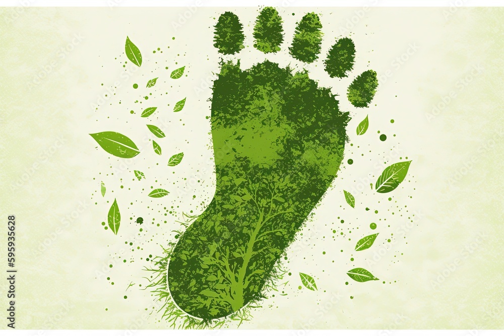 Green eco footprint, illustration of a ecological footprint, generative ...