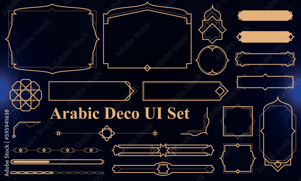 Set of Arabic Deco Modern User Interface Elements. Fantasy magic HUD ...