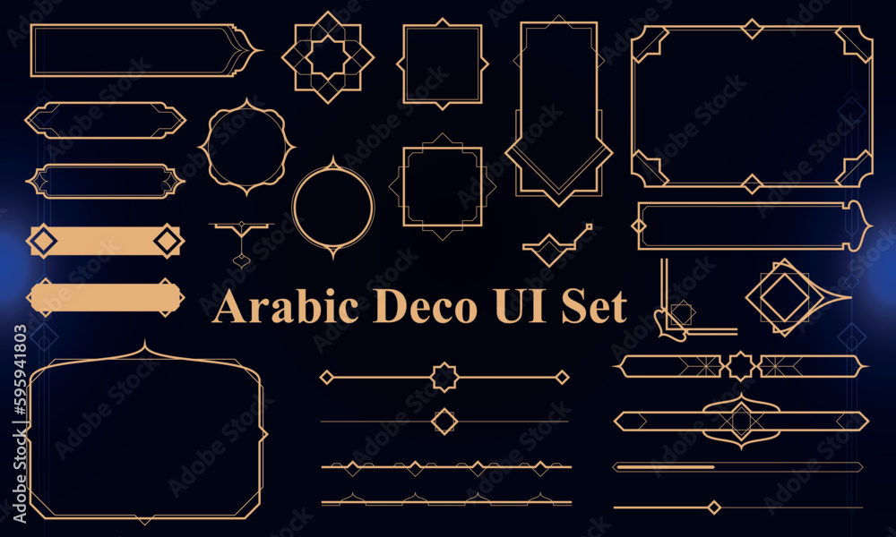 Set of Arabic Deco Modern User Interface Elements. Fantasy magic HUD ...
