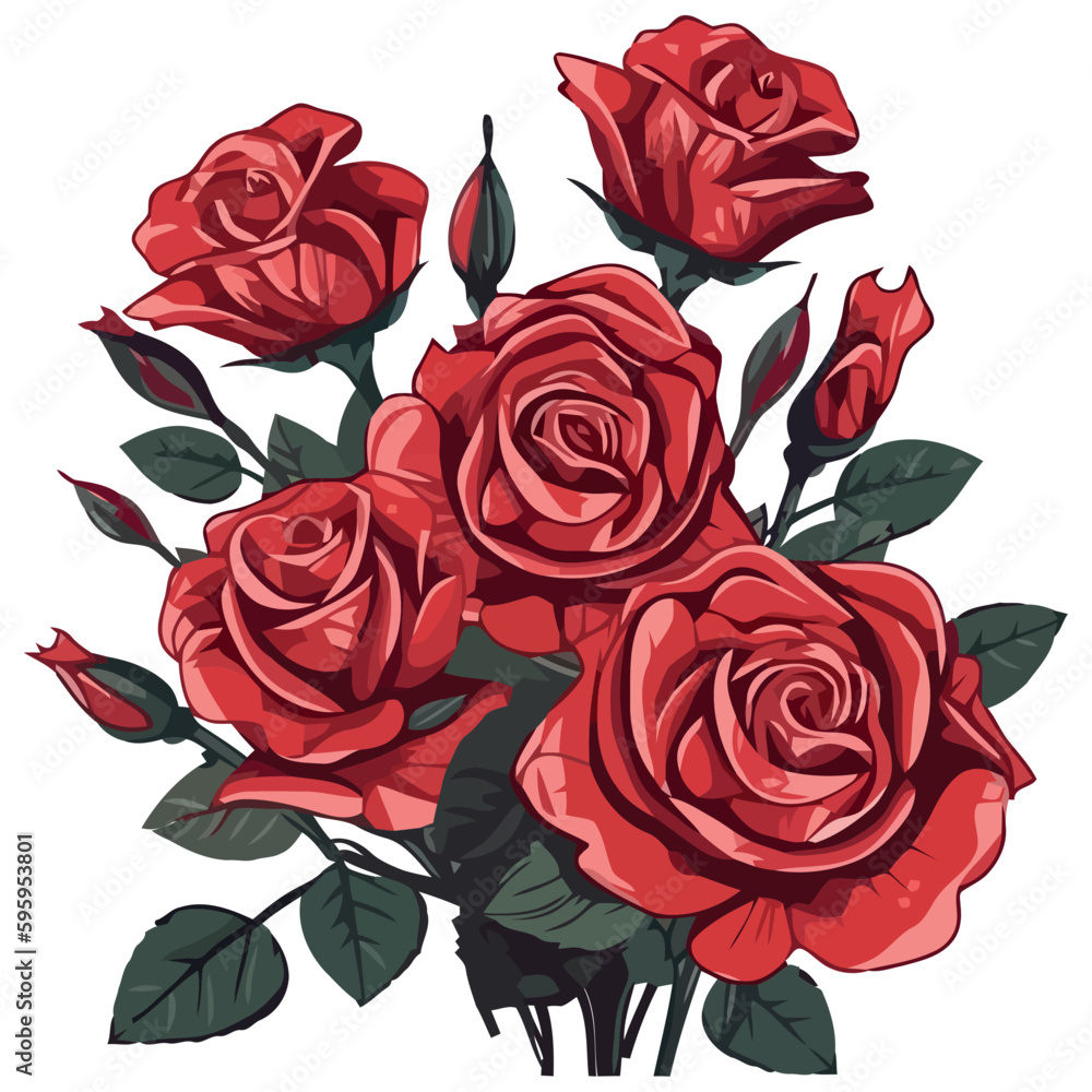 bouquet vector of roses Stock Vector | Adobe Stock