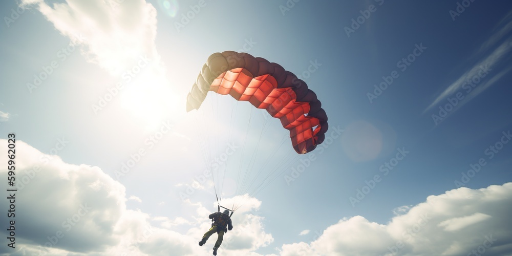 Parachuting. Action sport. Paratroopers or parachutist free-falling and ...