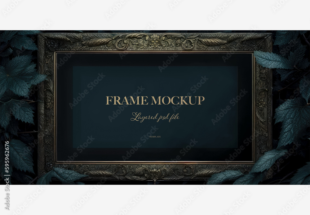 Stunning Dark Picture Frame With Leaf And Vine Design On Black ...