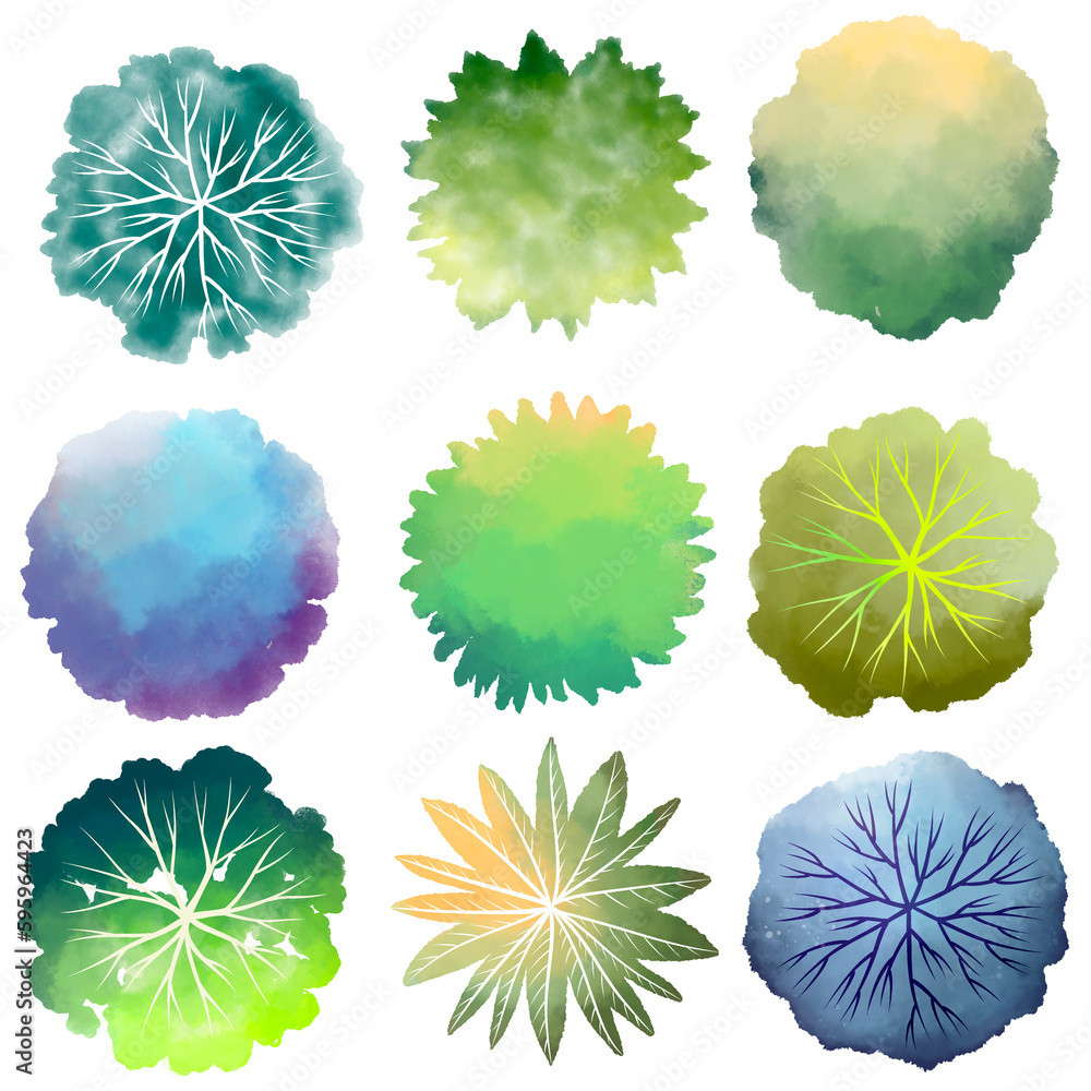 Set of Architectural plans trees isolated on white background. Bushes ...