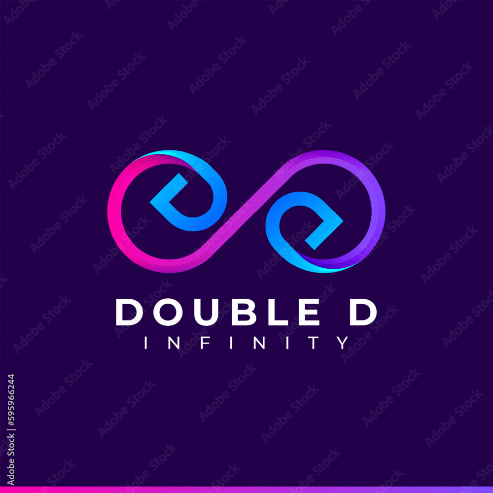 Letter D Infinity Logo design and Blue Purple Gradient Colorful symbol ...