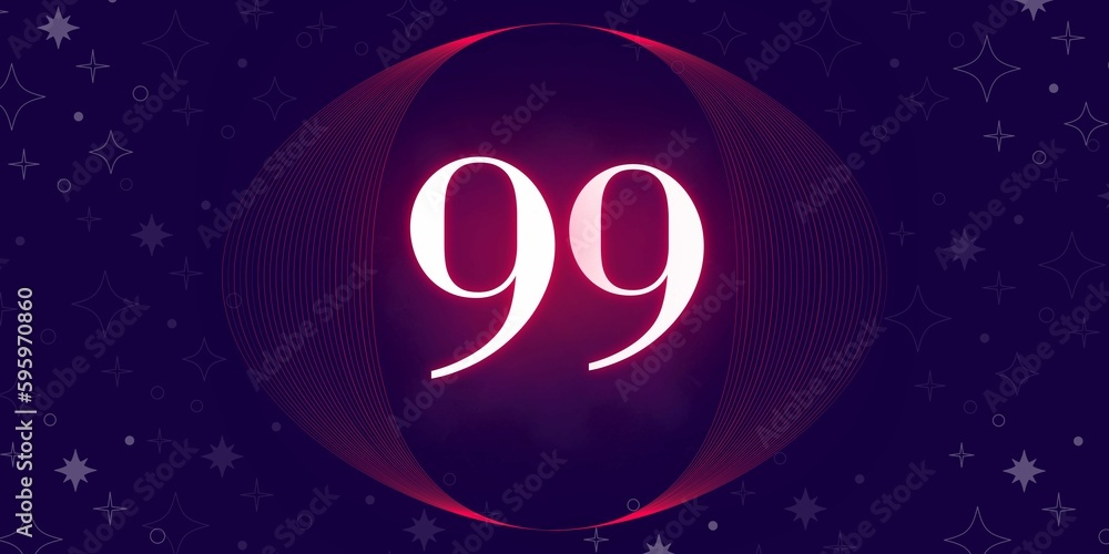 Number 99. Banner with the number ninety nine se on a blue background ...