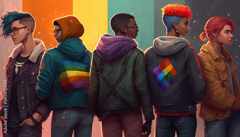 LGBT pride or LGBTQ+ gay pride celebration cartoon characters ...