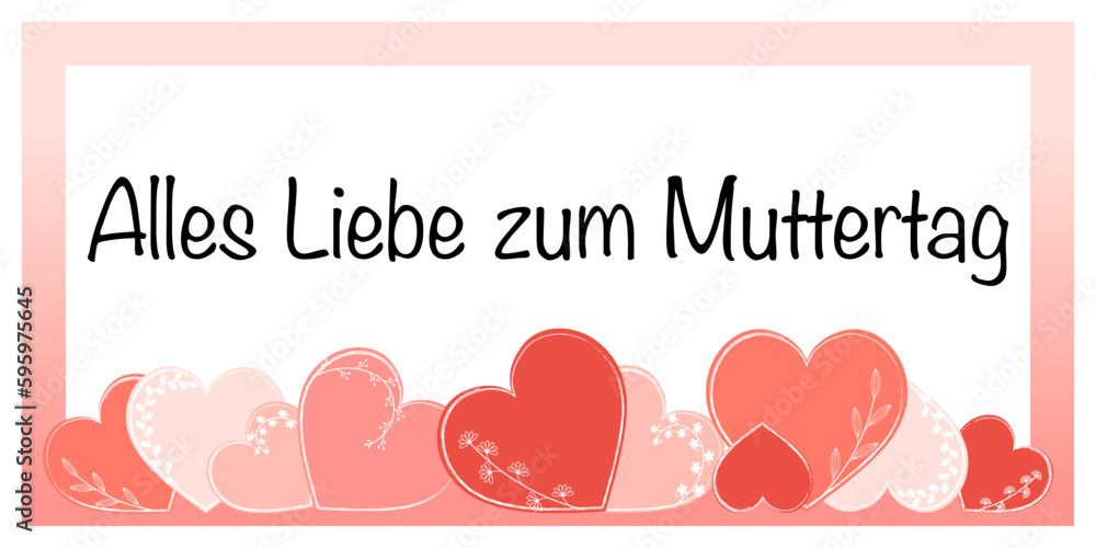 Alles Liebe zum Muttertag - Schriftzug in deutscher Sprache. Grußkarte ...