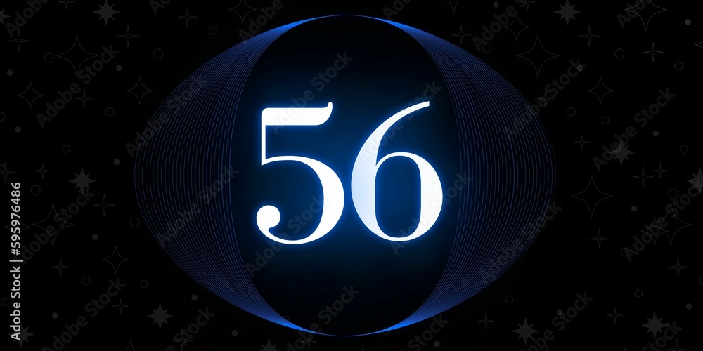 Number 56. Banner with the number fifty six on a black background and ...