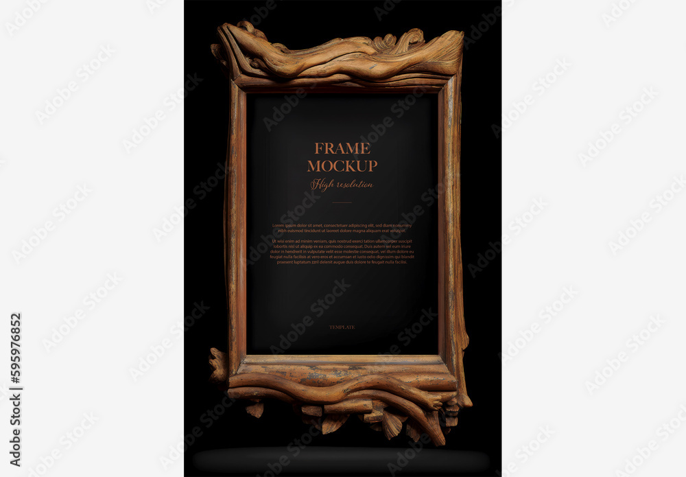 Stylish Wooden Frame With Black Background And Square Center - Perfect ...
