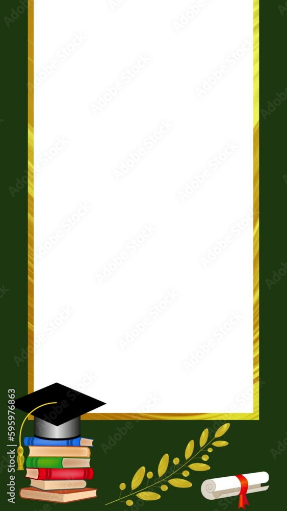 Vertical animated template, golden luxury frame line, animated laurel ...