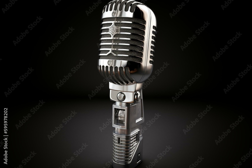 Vintage chrome Elvis microphone on transparent background in 3D ...