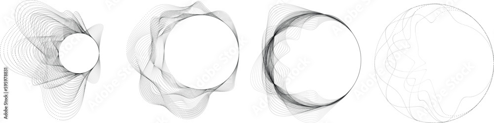 Abstract oval Lines Background with geometric circles . Vector rotating ...