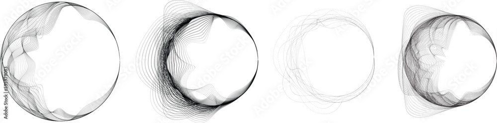 Abstract oval Lines Background with geometric circles . Vector rotating ...