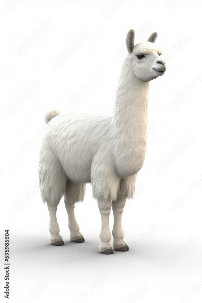 Llama cartoon character isolated on a white background Generative AI ...