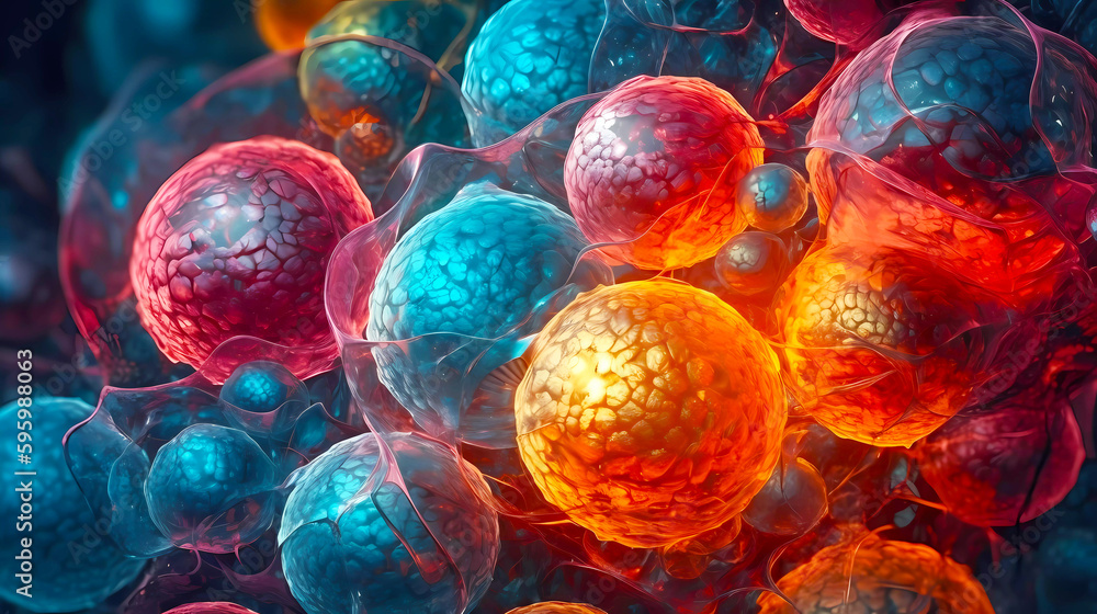 Microscopic human cells under a microscope. Stock Illustration | Adobe ...