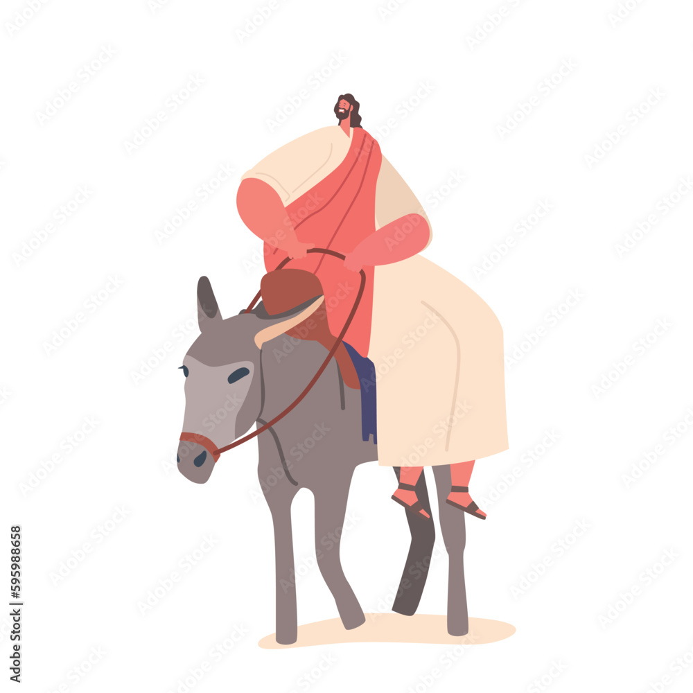 Jesus, Riding On Donkey, Enters Jerusalem, Fulfilling Prophecy. Symbol ...