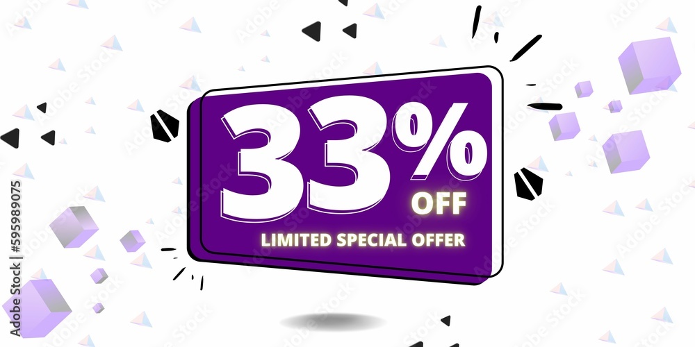 33% off limited special offer. Banner with thirty three percent ...