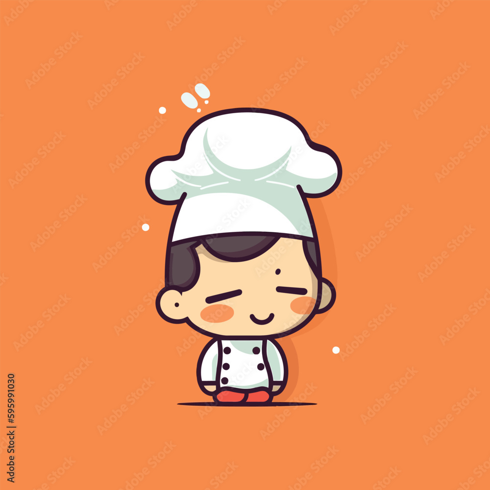 Cute kawaii chef chibi mascot vector cartoon style Stock Vector | Adobe ...
