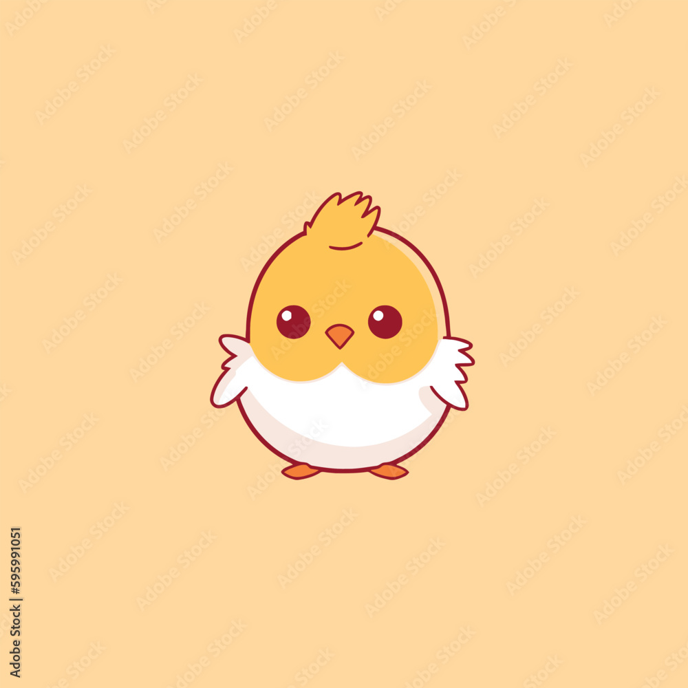 Cute kawaii chicken chibi mascot vector cartoon style Stock Vector ...