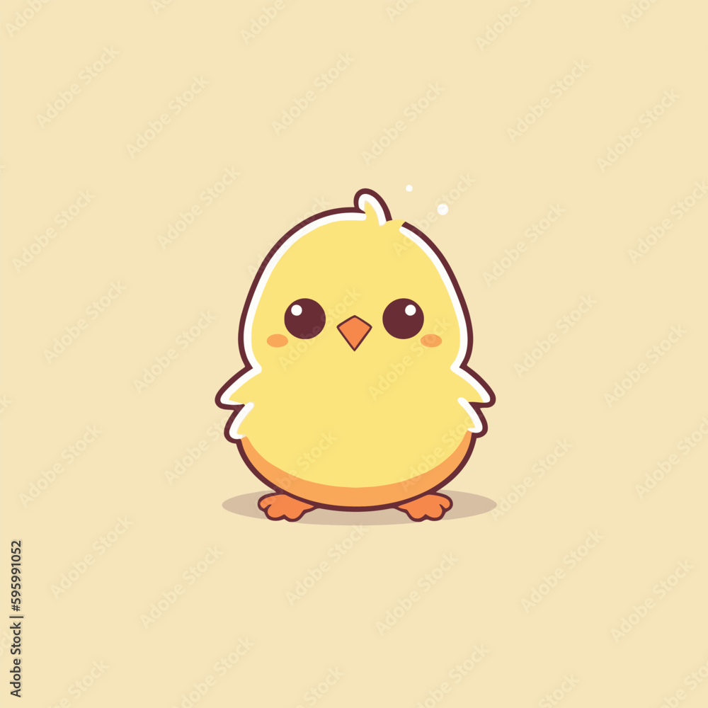 Cute kawaii chicken chibi mascot vector cartoon style Stock Vector ...