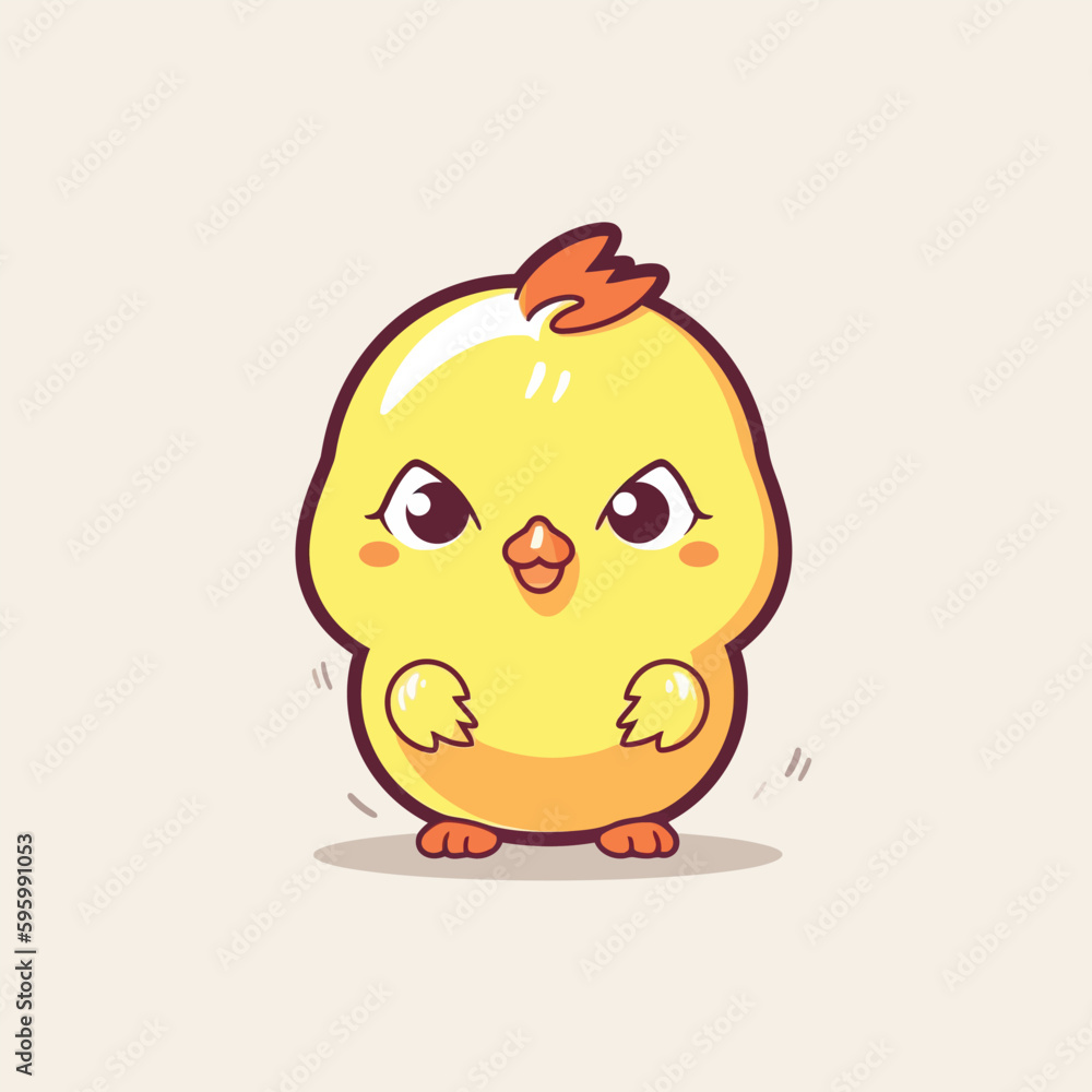 Cute kawaii chicken chibi mascot vector cartoon style Stock Vector ...