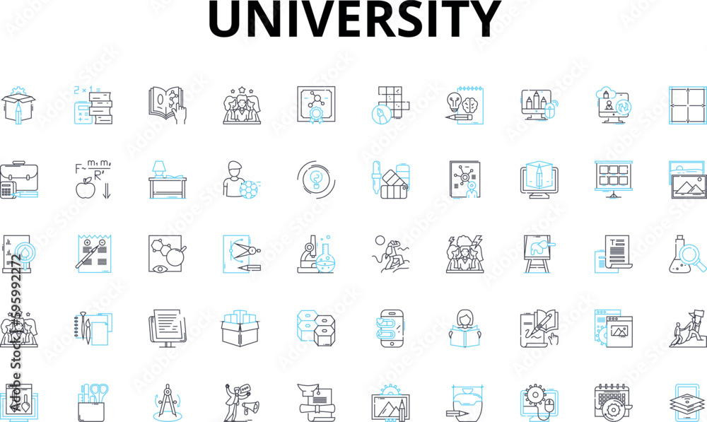 University linear icons set. Academics, Campus, Education, Student ...