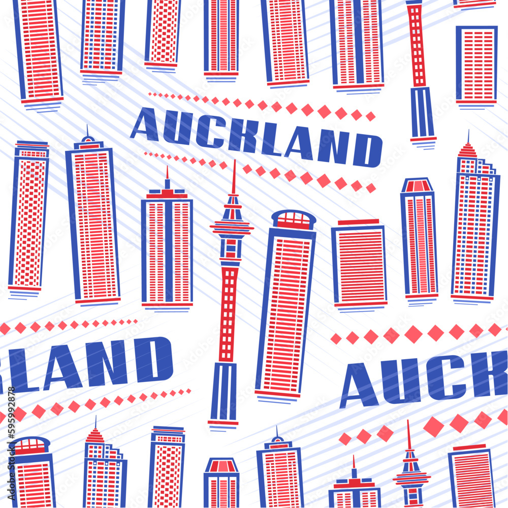 Vector Auckland Seamless Pattern, repeat background with illustration ...