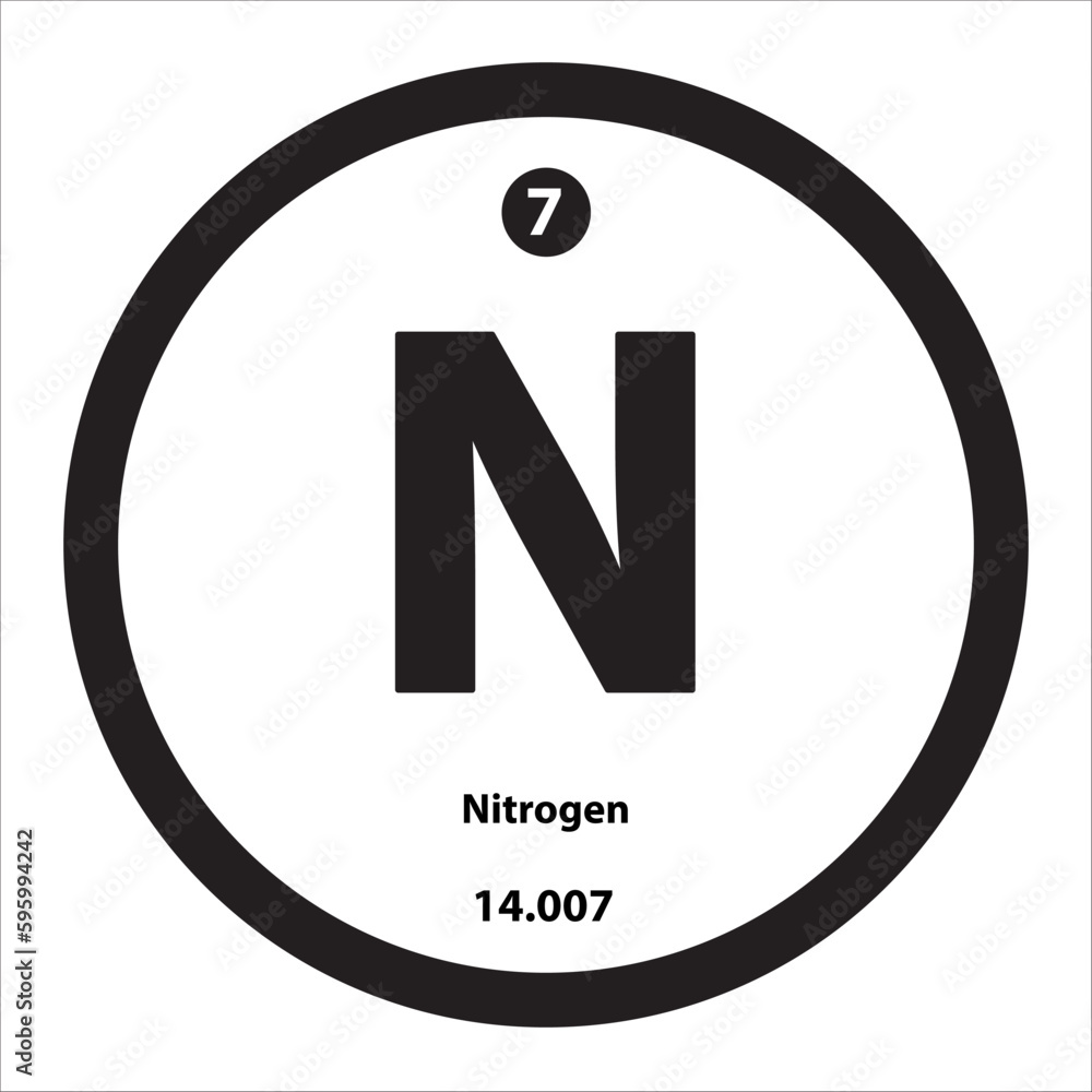 Icon structure Nitrogen (N) chemical element round shape circle black ...