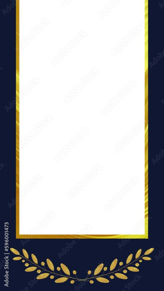 Vertical animated template, gold luxury frame line, animated laurel ...