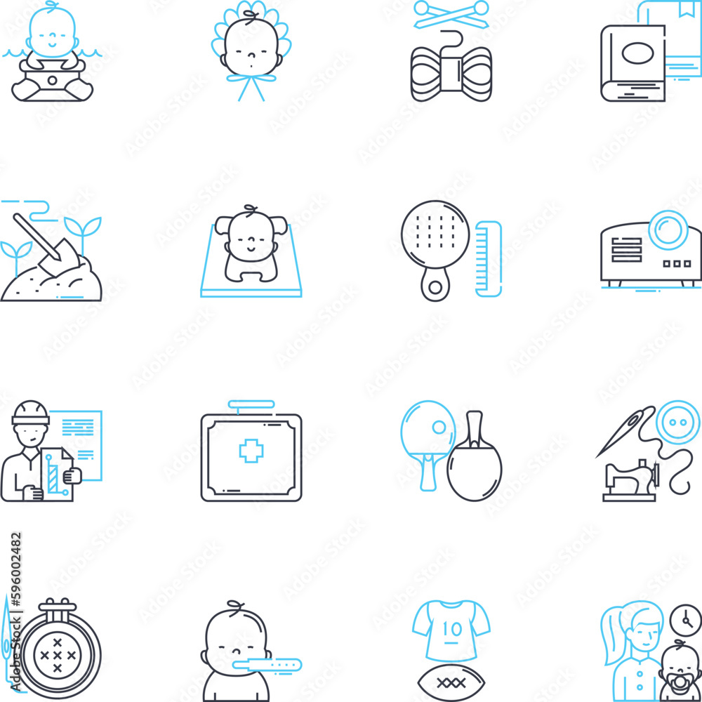 Adolescents linear icons set. Teenagers, Puberty, Horms, Identity ...