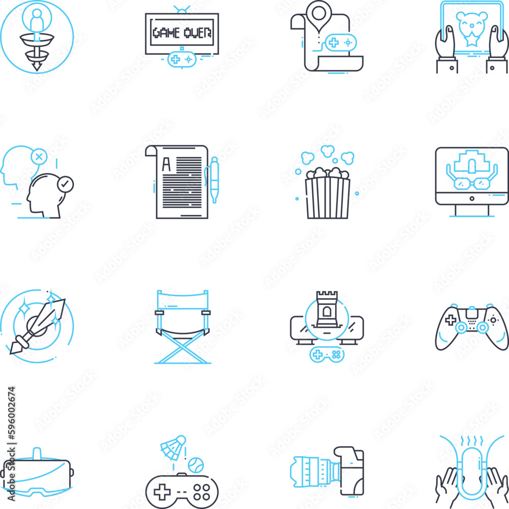 Social media management linear icons set. Engagement, Analytics ...
