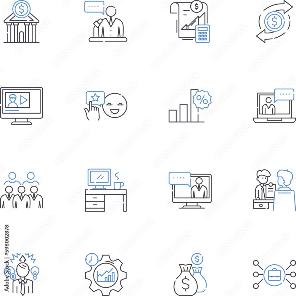 Action planning line icons collection. Strategy, Goals, Execution ...
