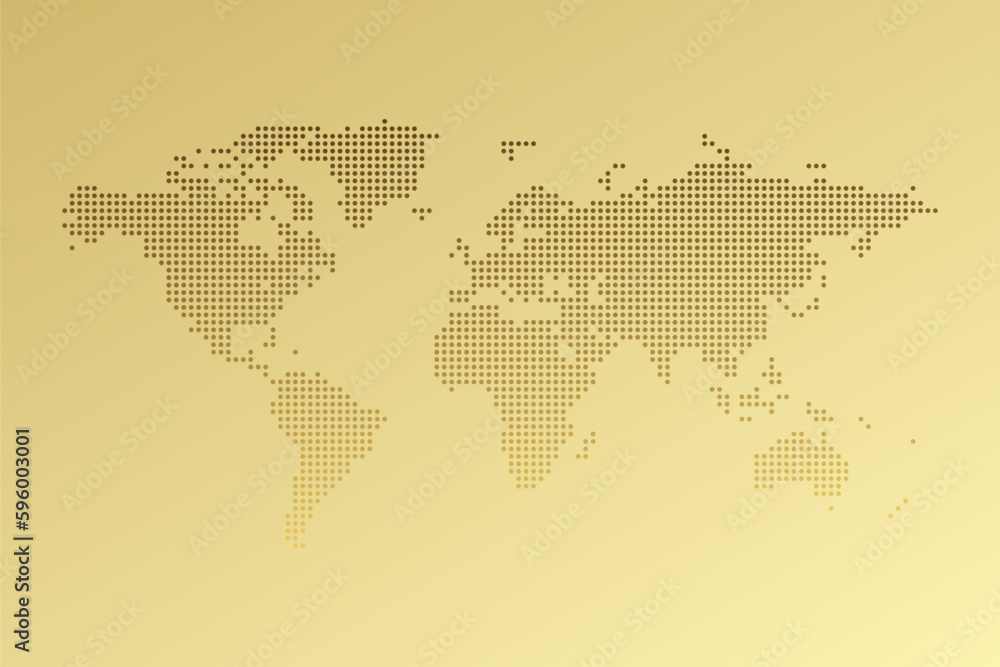World map vector. Dotted symbol on golden background. Element for ...