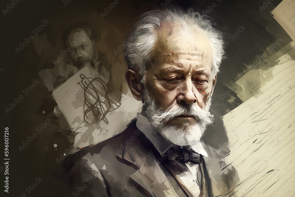 Artistic representation of tchaikovsky, concept of Art and Music ...