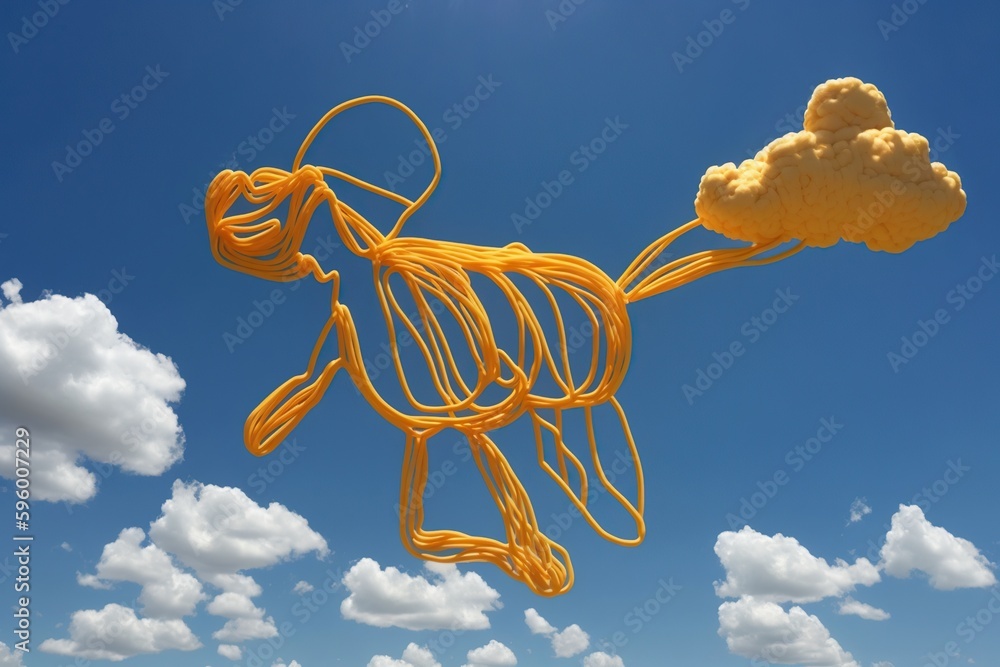 Balloon animal made out of spaghetti floating in the sky, concept of ...