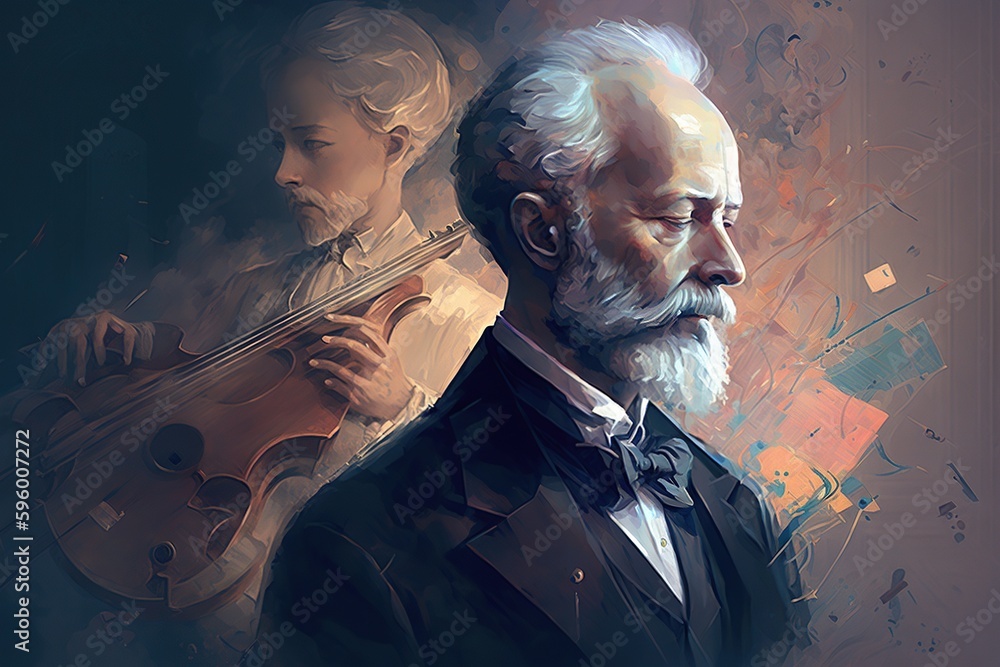 Artistic representation of tchaikovsky, concept of Art and Music ...