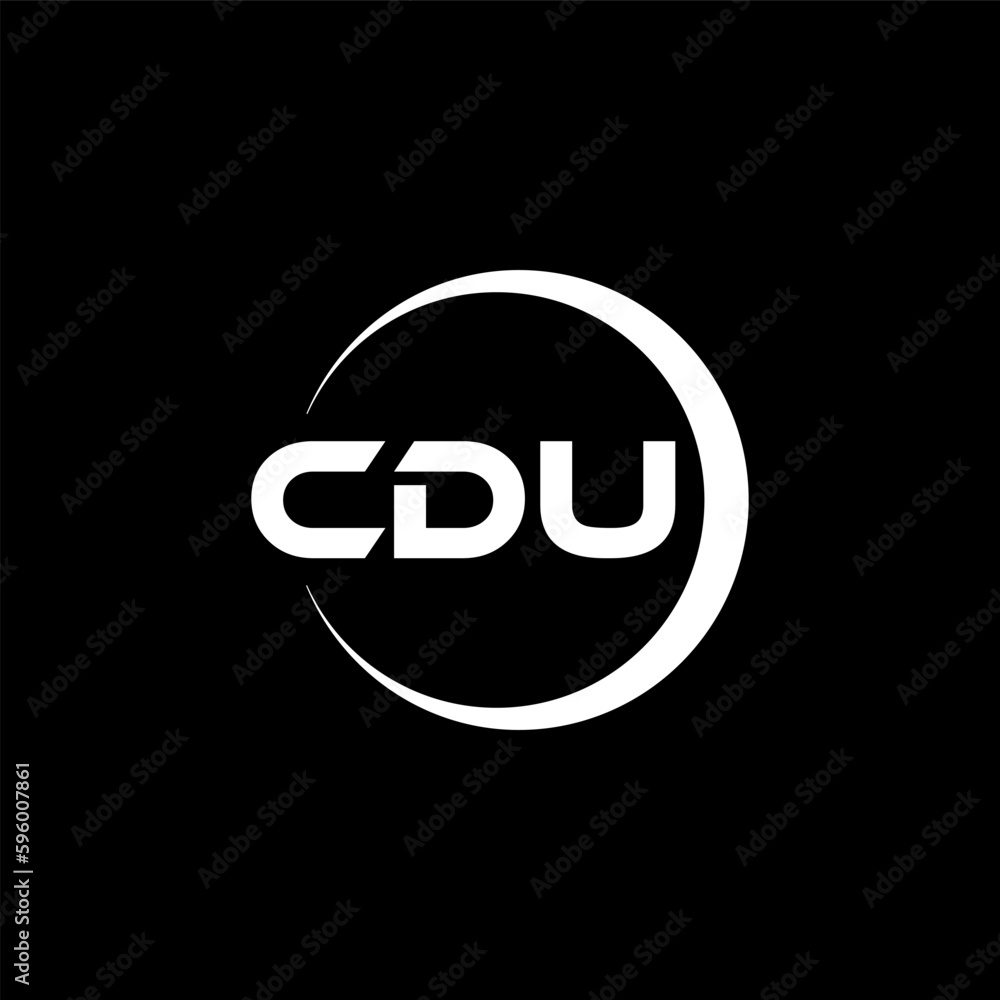 Vetor do Stock: CDU letter logo design with black background in ...