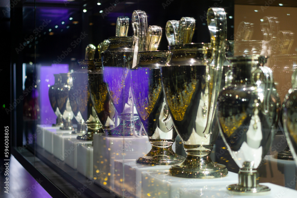 showcase of trophies won by real madrid football club inside santiago ...
