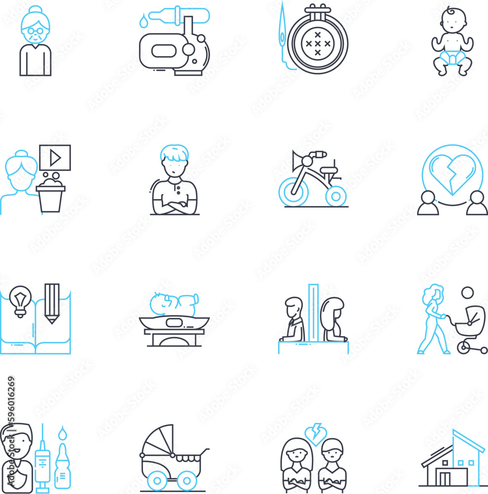 Kinship linear icons set. Family, Clan, Ancestry, Lineage, Inheritance ...