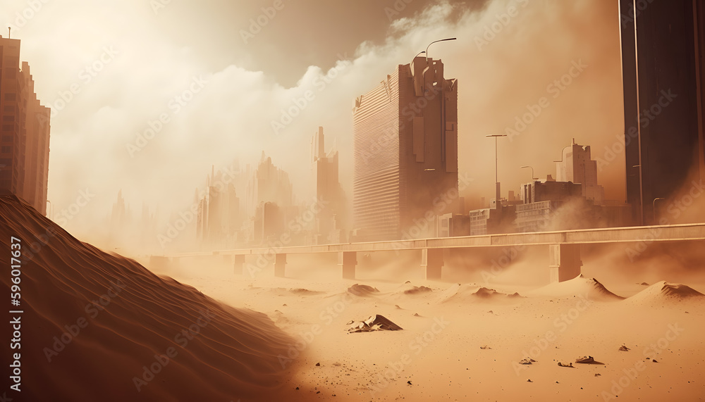 Worst sandstorm in modern city with skyscraper. Generation AI Stock ...