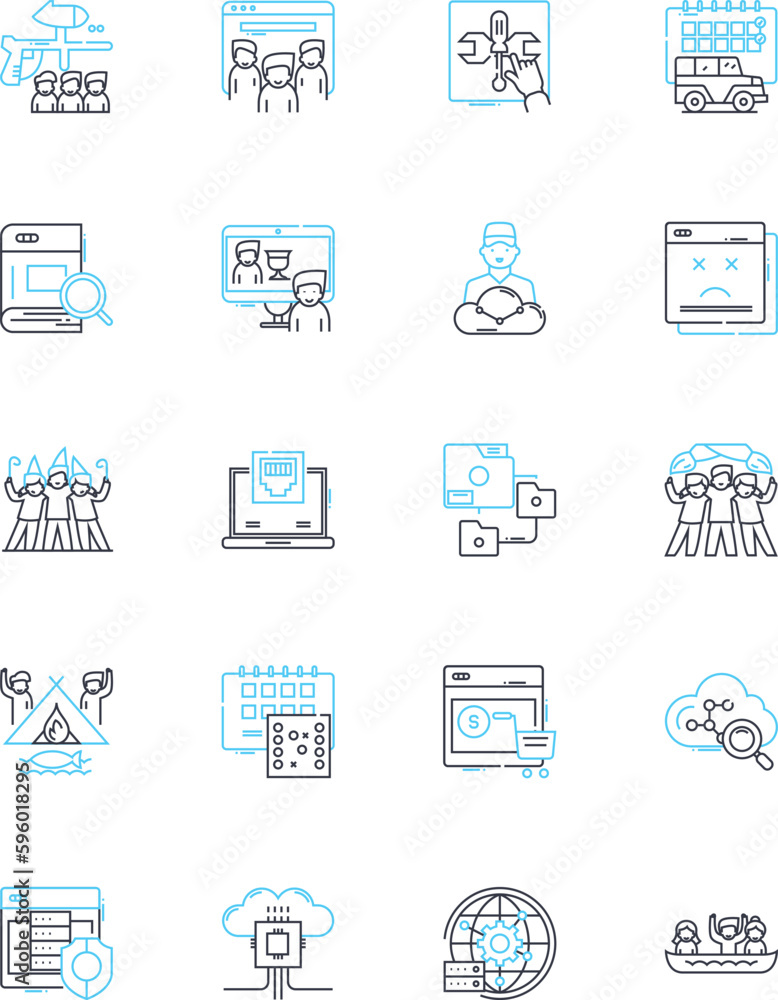 Data analytics linear icons set. Insights, Metrics, Visualization ...