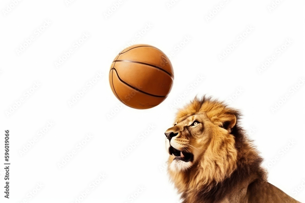Lion Basketball Slam Dunk Winner Playing Basketball Isolated On White ...