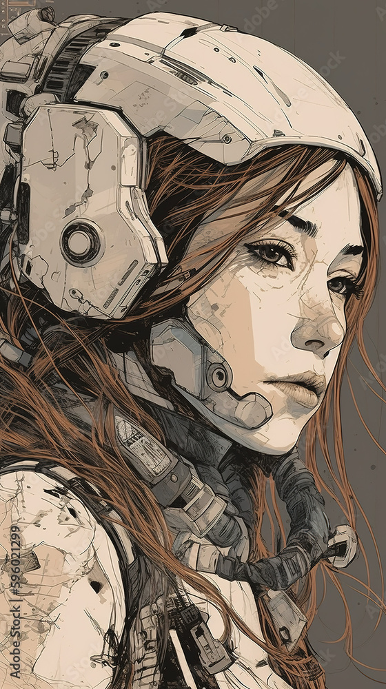 Female Cyborg, Robot, Android, Pilot art poster, inspired by AI ...
