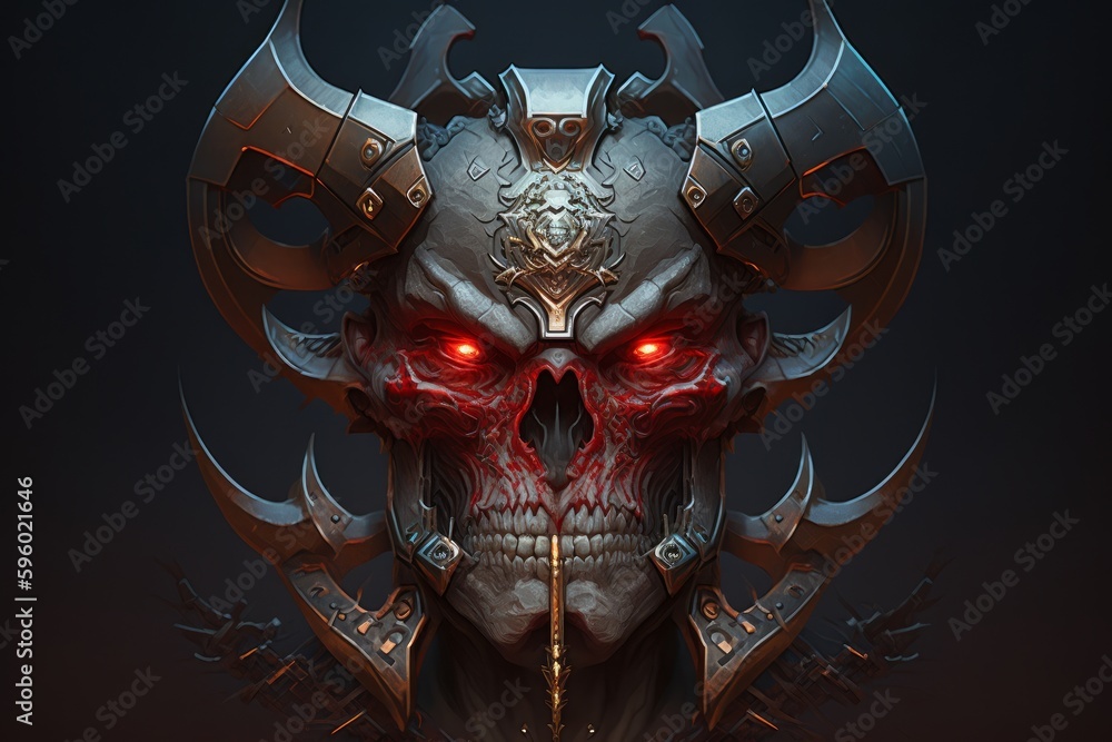 A demonic skull with red eyes and horns, created with Generative Ai ...