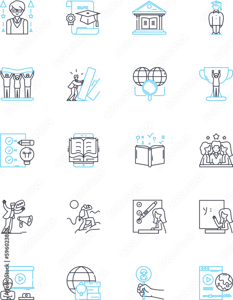 Progressive pedagogy linear icons set. Innovation, Creativity ...
