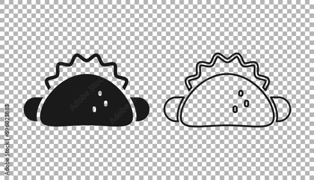 Black Taco with tortilla icon isolated on transparent background ...