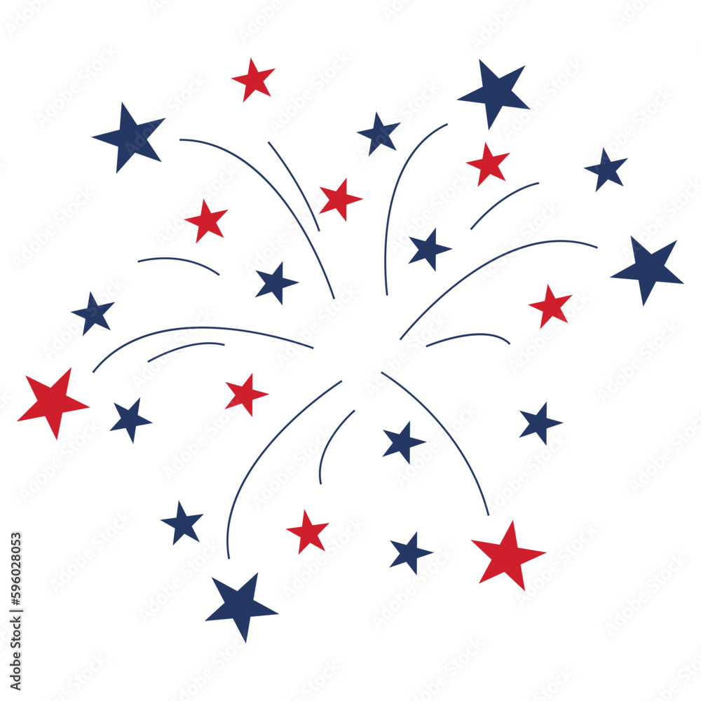 Patriotic Fireworks Fourth of July Stars Red Blue 4th of July Fireworks ...