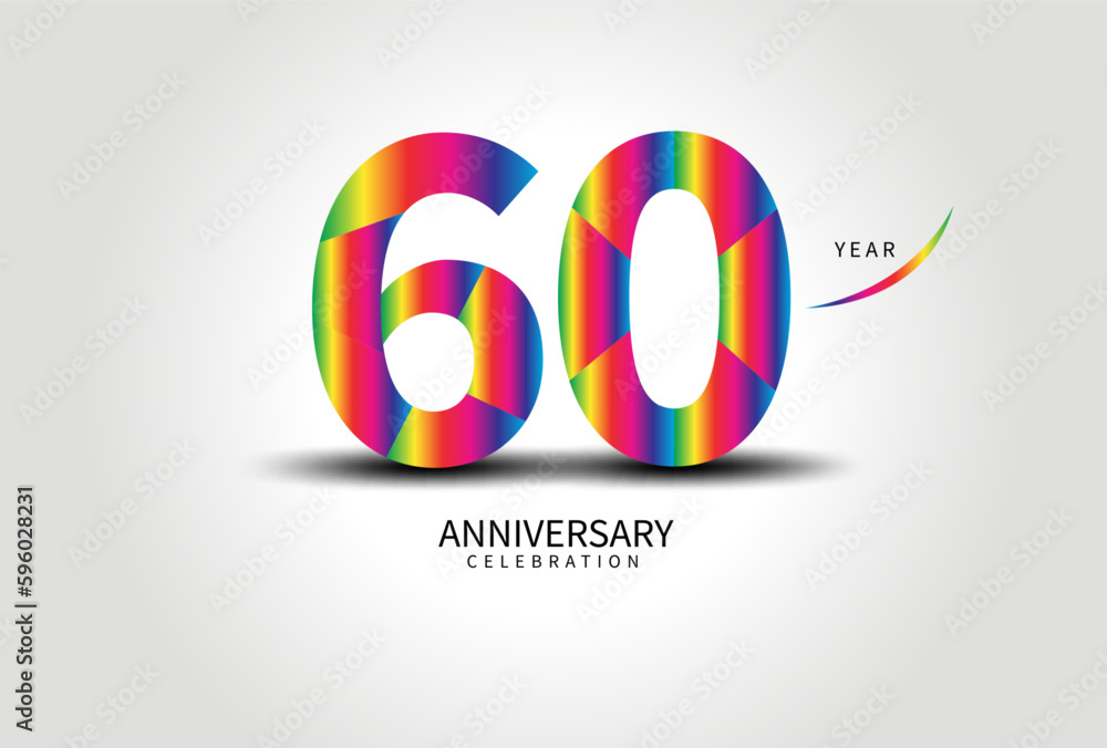 60 Year Anniversary Celebration Logo colorful vector, 60 Number Design ...