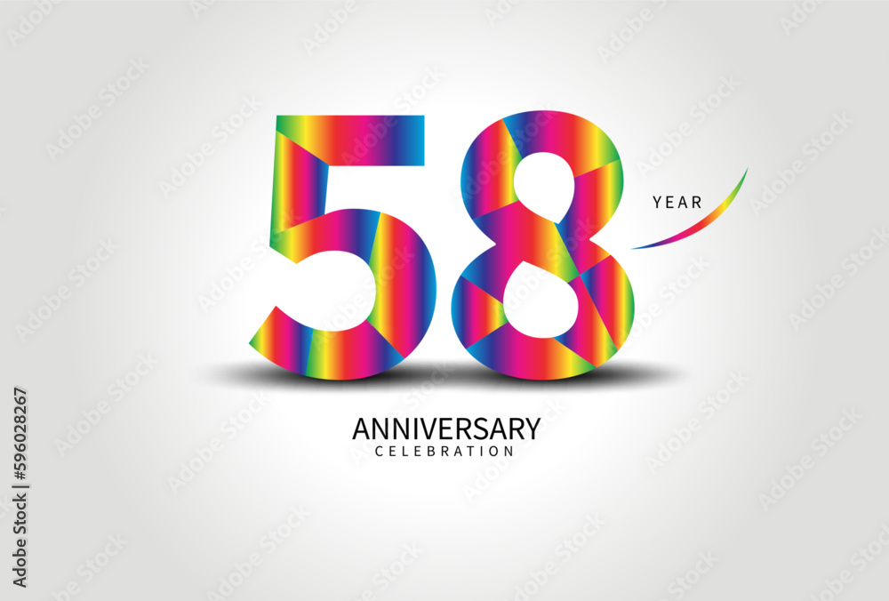 58 Year Anniversary Celebration Logo colorful vector, 58 Number Design ...