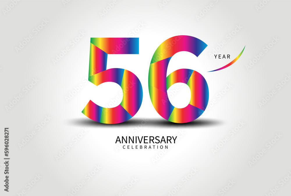 56 Year Anniversary Celebration Logo colorful vector, 56 Number Design ...